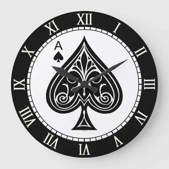 Ace of spades, playing card, poker, blackjack large clock | Zazzle