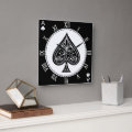 Ace of spades, playing card, poker, blackjack square wall clock | Zazzle