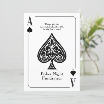 Ace of Spades Playing Card, Poker, Casino Night Invitation | Zazzle