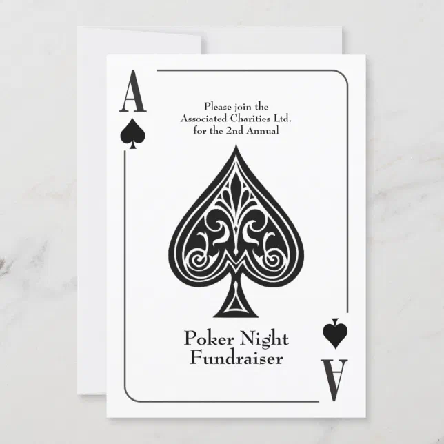 Ace of Spades Playing Card, Poker, Casino Night Invitation | Zazzle