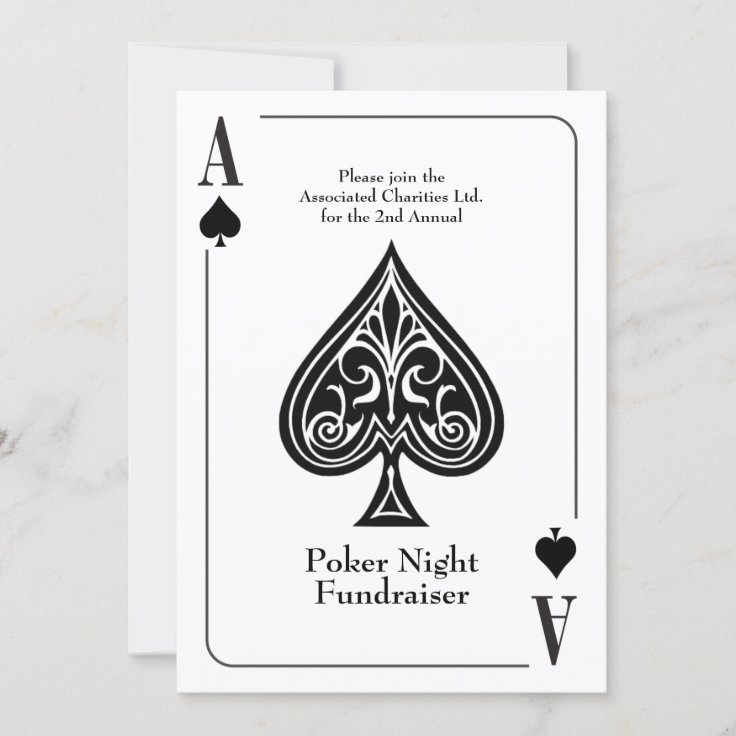Ace of Spades Playing Card, Poker, Casino Night Invitation | Zazzle