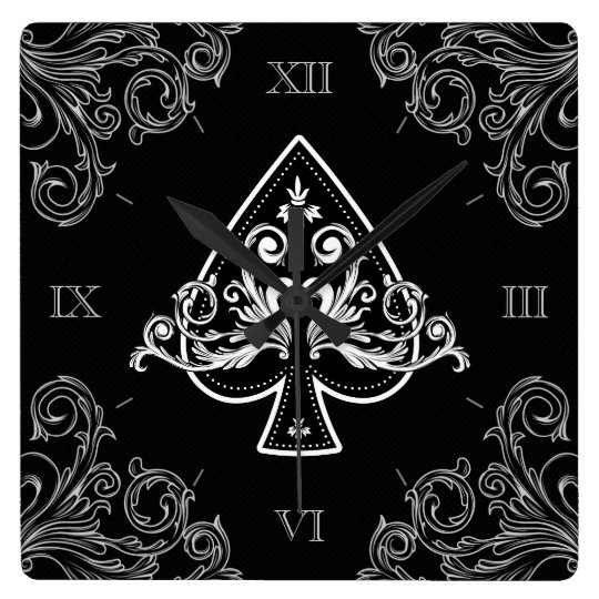 Ace of Spades Square Wall Clock | Zazzle.com