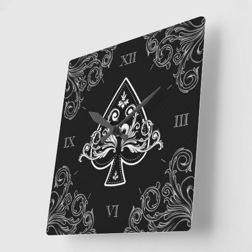 Ace of Spades Square Wall Clock | Zazzle