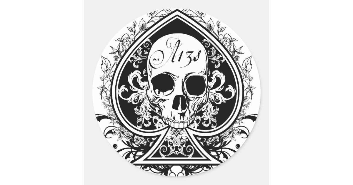 Ace Skull Classic Round Sticker | Zazzle.com