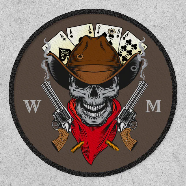 Aces And Eights Cowboy Skull Custom Monogram Patch | Zazzle