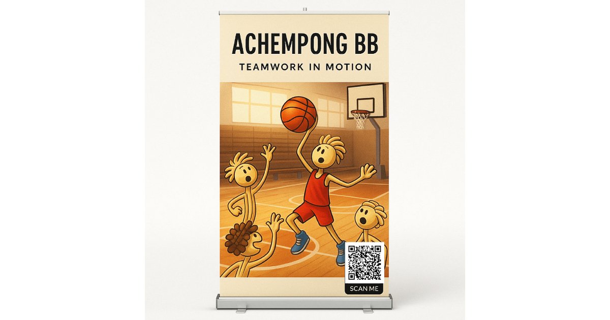 Achempong BB — Teamwork in Motion Basketball Game Retractable Banner ...