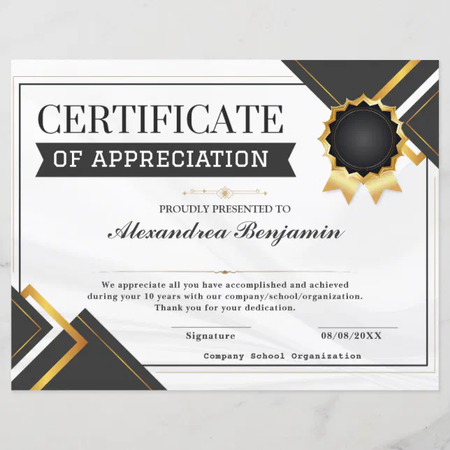 Achievement Appreciate Certificate | Zazzle