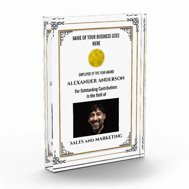 Achievement award DIY logo photo corner motif | Zazzle