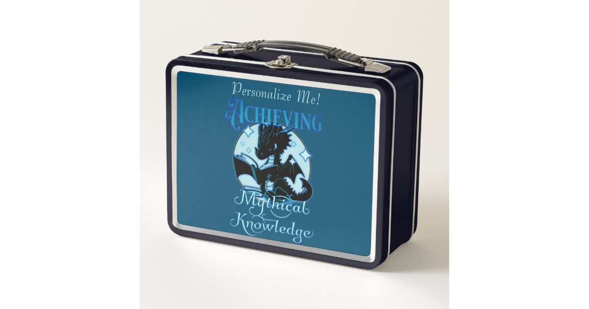 Achieving Mythical Knowledge Blue Dragon Metal Lunch Box | Zazzle