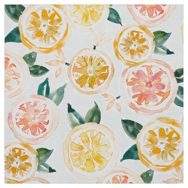 Watercolor Lemon Slices Fabric | Zazzle