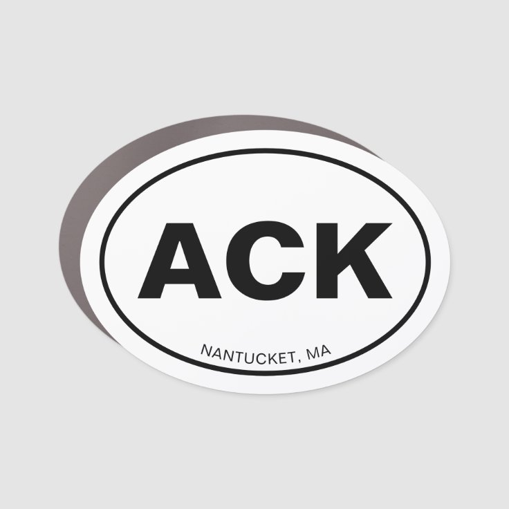 ACK Nantucket Abbreviation & Name Euro Oval Car Magnet | Zazzle