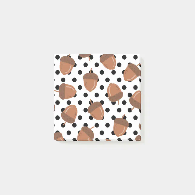 Acorn Black Dots Autumn Y2K Pattern Post-it Notes | Zazzle