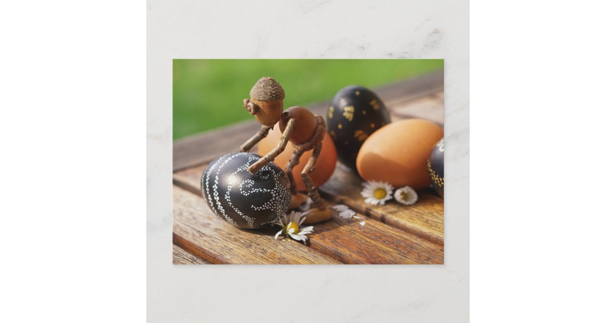 Acorn elf with Easter eggs Easter Postcard | Zazzle
