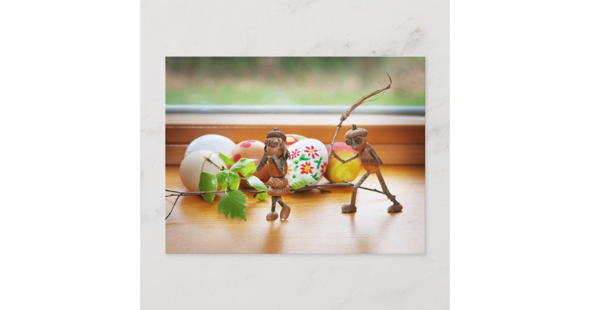 Acorn elves Easter Postcard | Zazzle