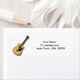 Acoustic Guitar Address Label | Zazzle