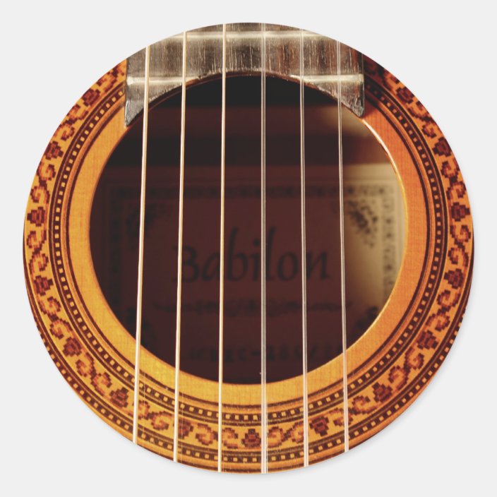 Acoustic Guitar Detail Classic Round Sticker | Zazzle.com