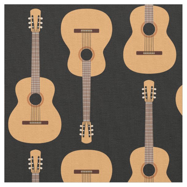 Acoustic Guitars Pattern Fabric | Zazzle