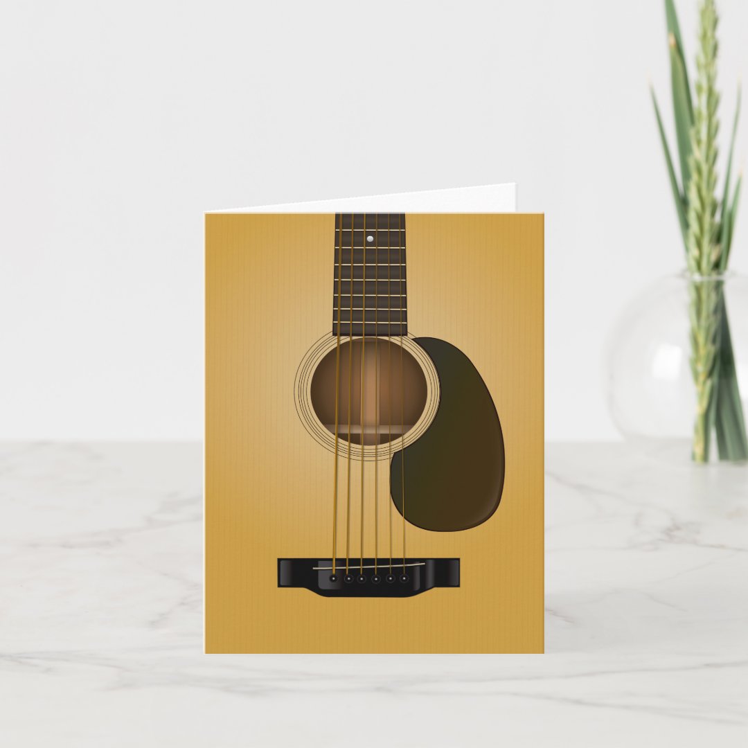 Acoustic guitar note card design | Zazzle