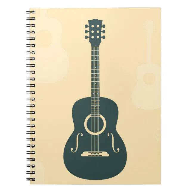 Acoustic guitar stylish retro music notebook | Zazzle