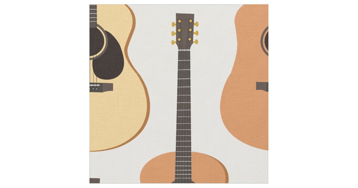 Acoustic Guitars Pattern Fabric | Zazzle