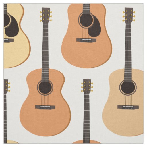 Acoustic Guitars Pattern Fabric | Zazzle