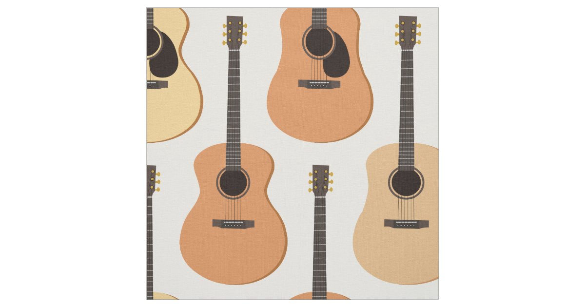 Acoustic Guitars Pattern Fabric | Zazzle