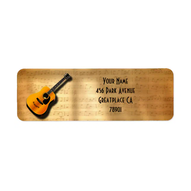 Acoustic Vintage Guitar With Musician Custom Name Label | Zazzle