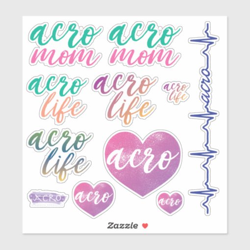 Acro Life and Acro Mom Vinyl Decal Stickers | Zazzle