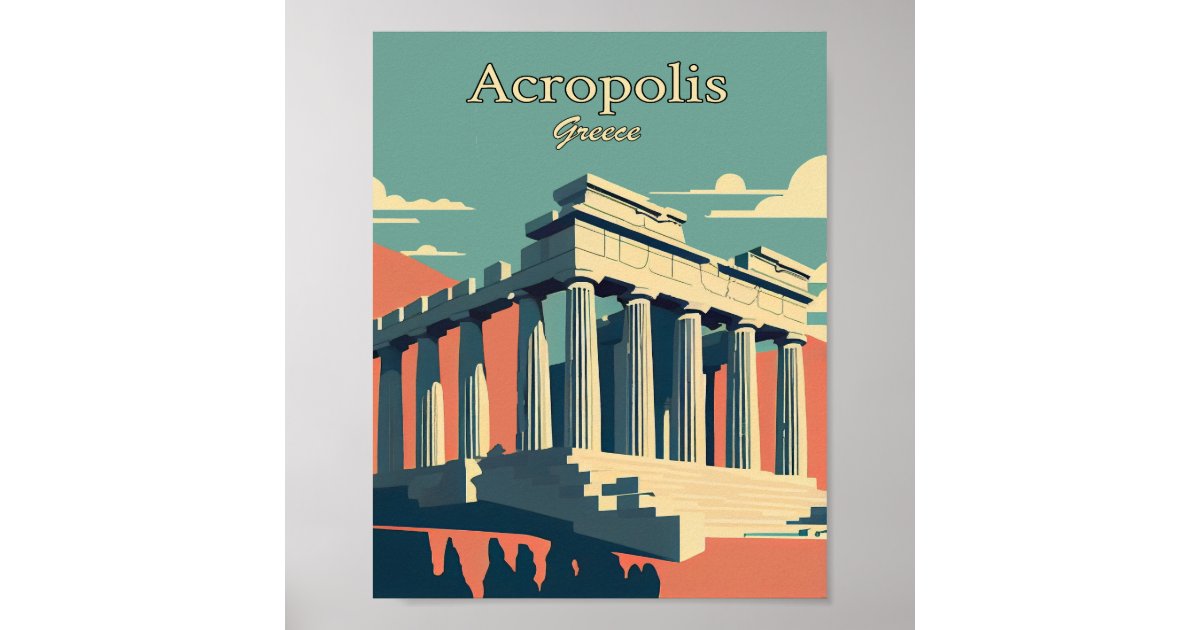 Acropolis Athens Grecce Minimalist art Poster | Zazzle