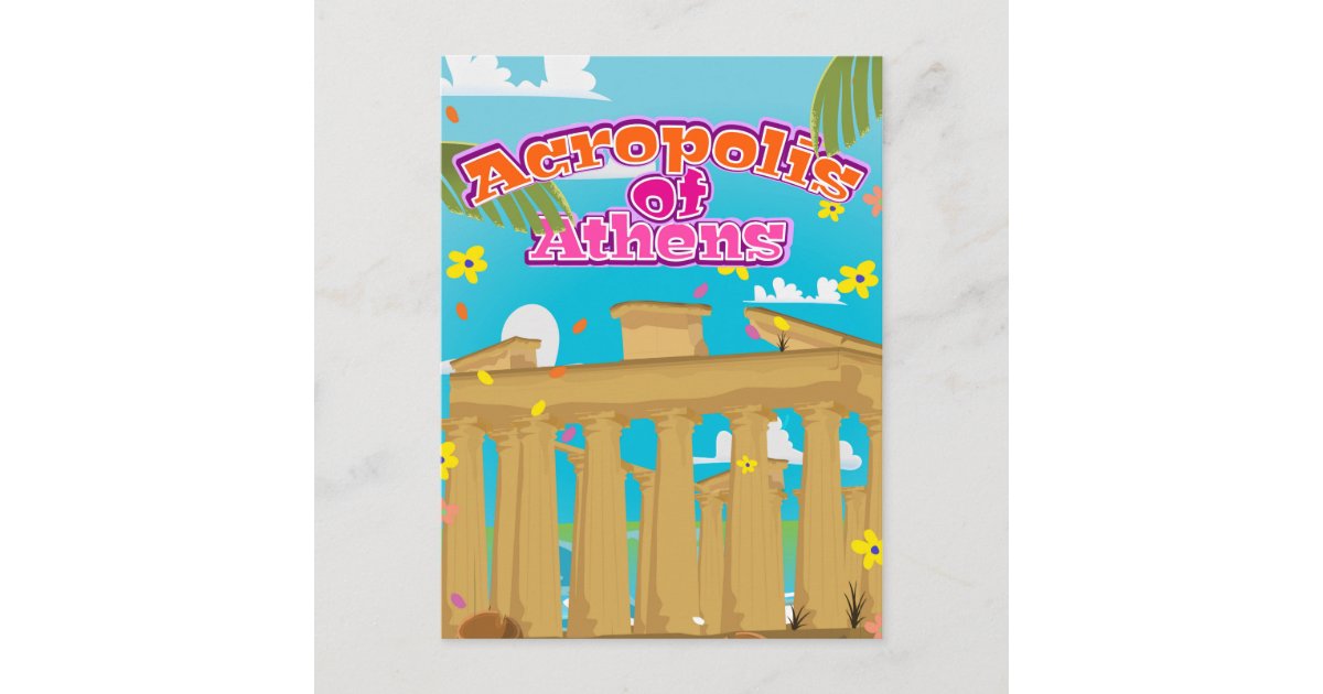 Acropolis of Athens Greece travel poster. Postcard | Zazzle