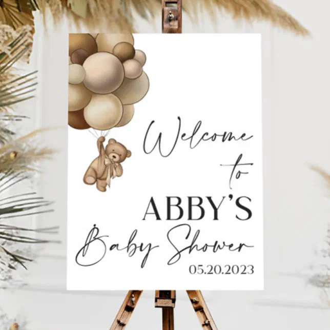 Acrylic Baby Shower Welcome Sign Teddy Bear Sign | Zazzle