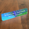 Acrylic Blue and Green Starburst Name and Title Desk Name Plate | Zazzle