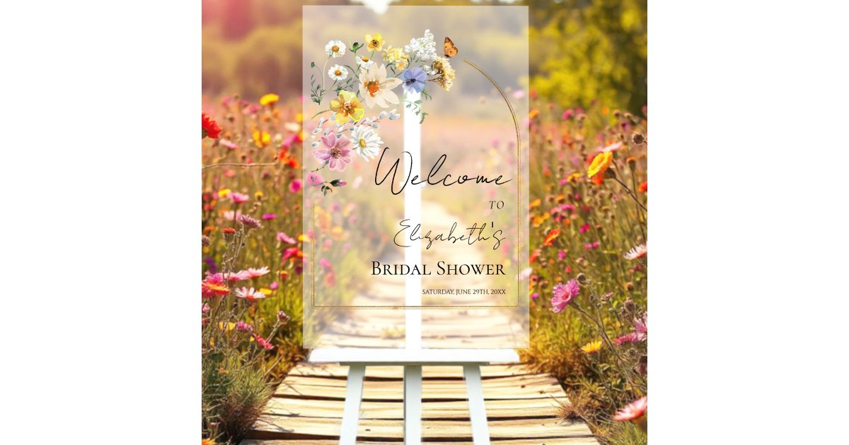 Acrylic Bridal Shower Welcome Sign | Wildflower | Zazzle