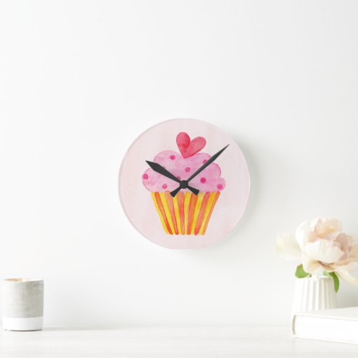 Acrylic CUPCAKE baking vintage kitchen Wall Clock | Zazzle