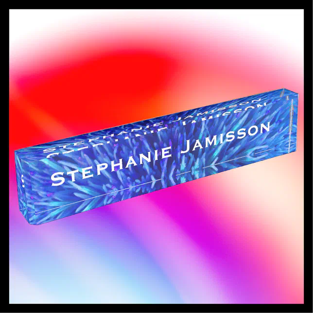 Acrylic Desk Nameplate, Blue Abstract Name Plate | Zazzle
