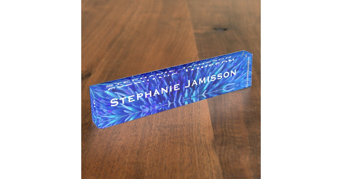 Acrylic Desk Nameplate, Blue Abstract Name Plate | Zazzle