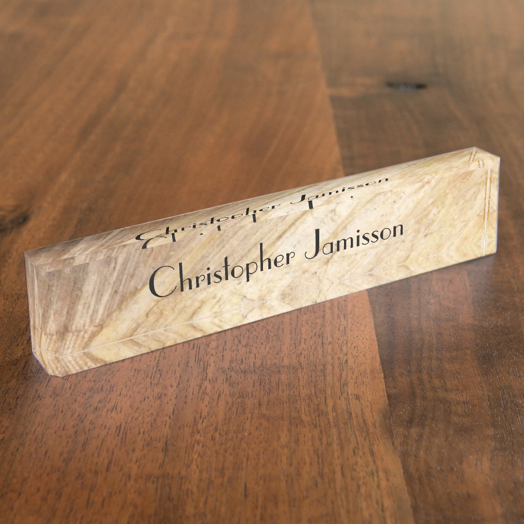 Acrylic Desk Nameplate, Faux Light Brown Stone Name Plate | Zazzle