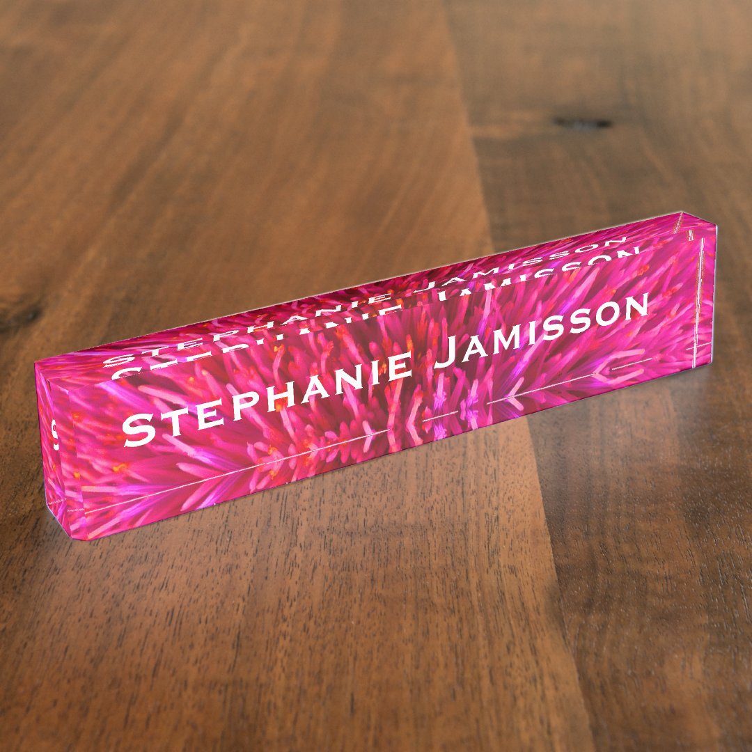 Acrylic Desk Nameplate, Hot Pink Abstract Desk Name Plate | Zazzle