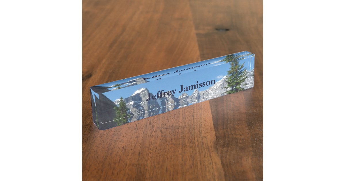 Acrylic Desk Nameplate, Mountains, Personalized Name Plate | Zazzle