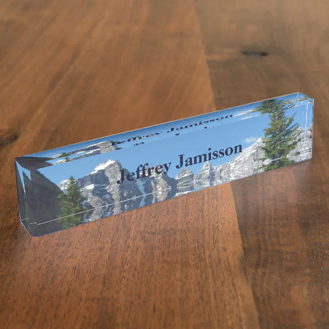 Acrylic Desk Nameplate, Mountains, Personalized Name Plate | Zazzle