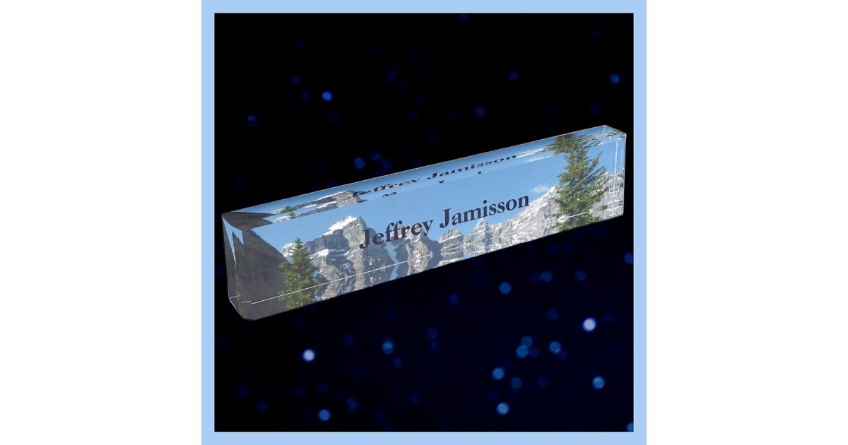 Acrylic Desk Nameplate, Mountains, Personalized Name Plate | Zazzle