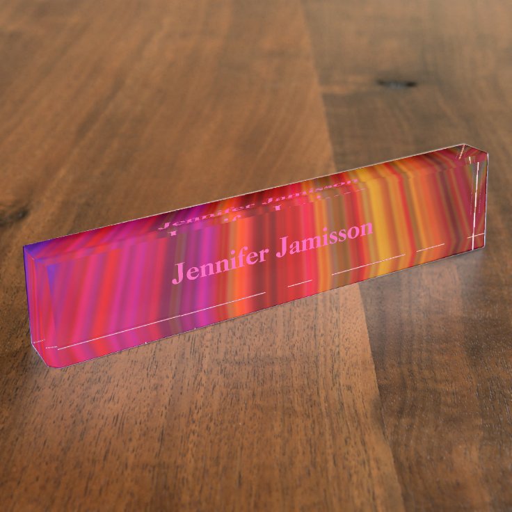 Acrylic Desk Nameplate, Pink, Red, and Purple Nameplate | Zazzle