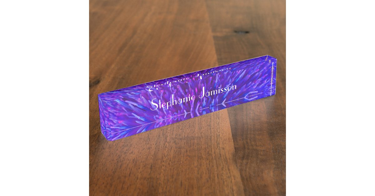 Acrylic Desk Nameplate, Purple Abstract Name Plate | Zazzle