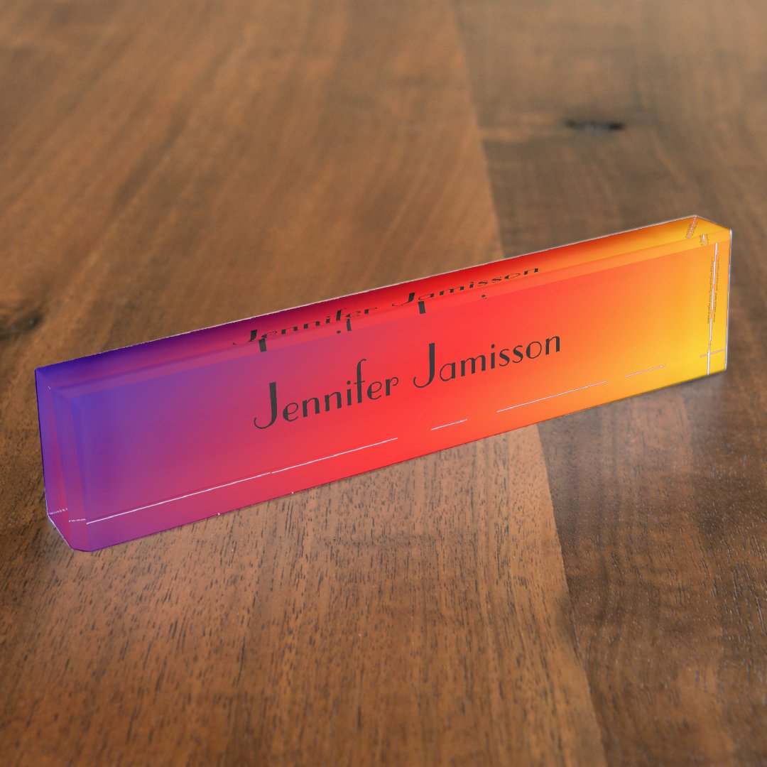 Acrylic Desk Nameplate, Rainbow Design Name Plate | Zazzle