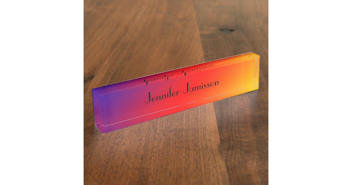 Acrylic Desk Nameplate, Rainbow Design Name Plate | Zazzle