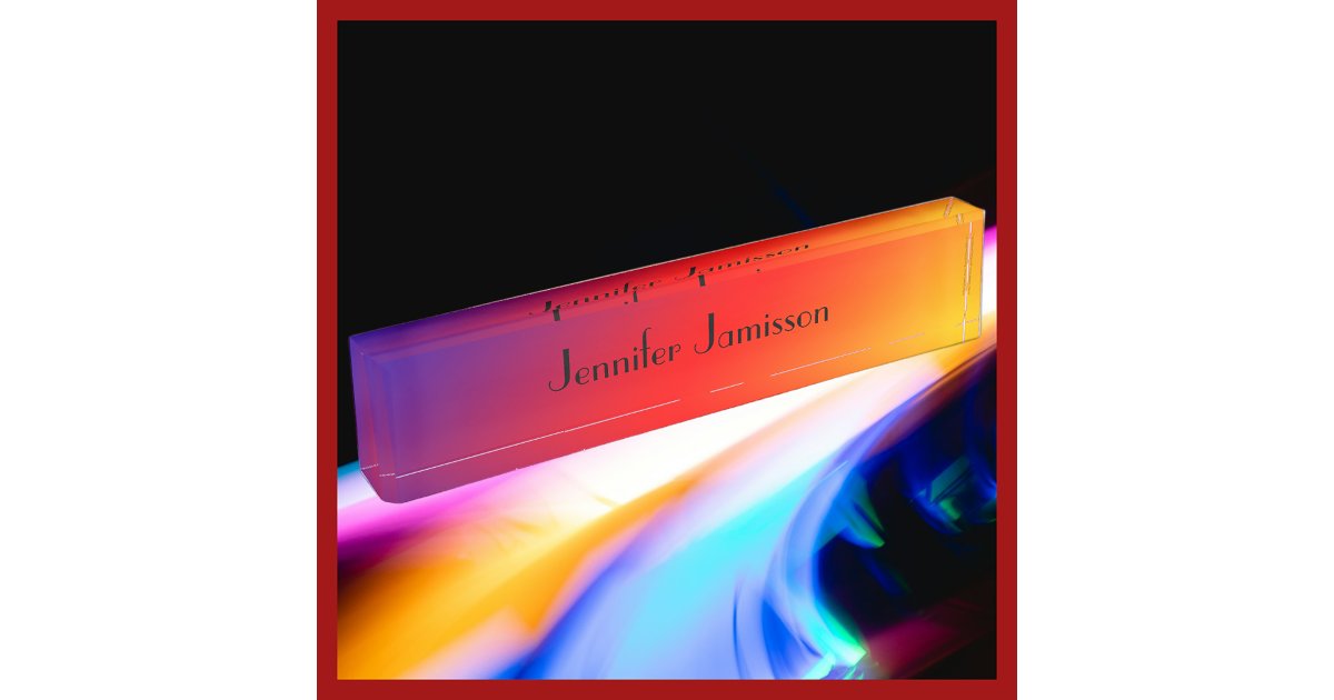 Acrylic Desk Nameplate, Rainbow Design Name Plate | Zazzle