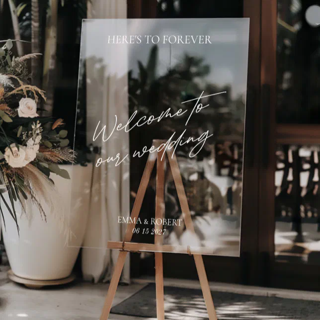 Acrylic Modern Minimal Wedding Welcome Sign | Zazzle