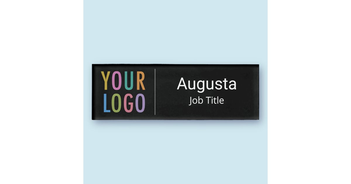 Acrylic Professional Black Name Tag Logo Magnetic | Zazzle