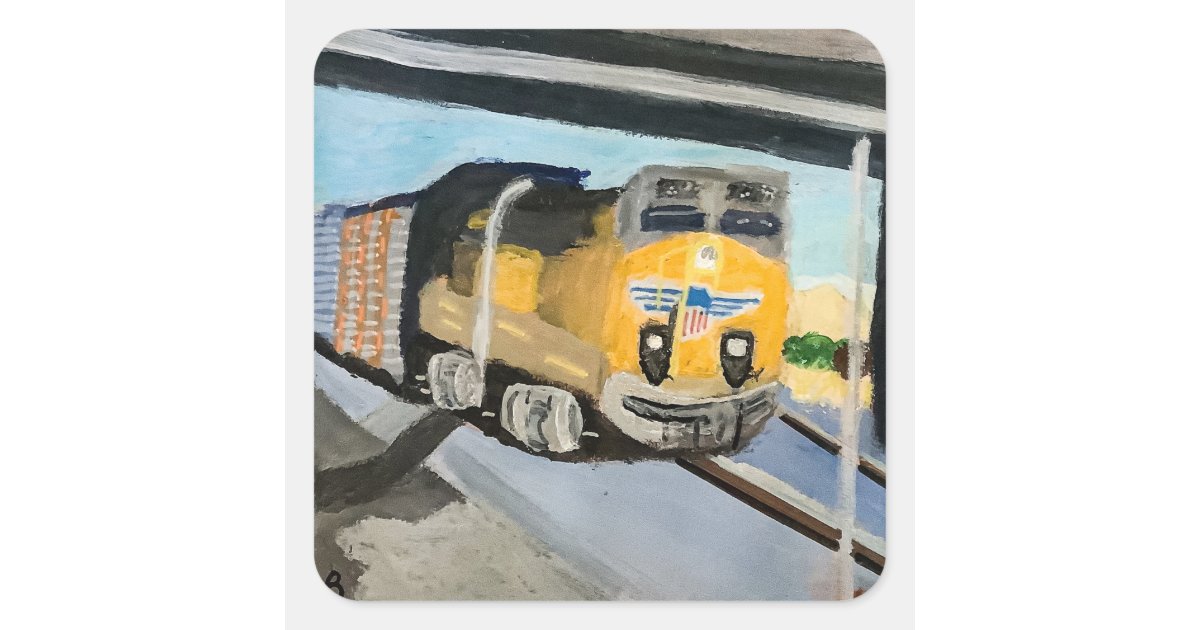 Acrylic Train Art Print | Scenic Indio CA Desert Square Sticker | Zazzle