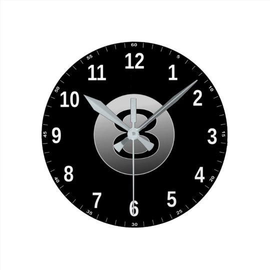 Acrylic Wall Clock 8 Ball | Zazzle.com